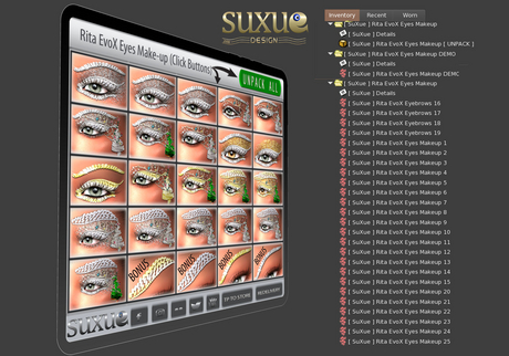 Second Life Marketplace - [ SuXue ] Make-up EvoX Eyeshadow Eyeliner Eyebrow Demo